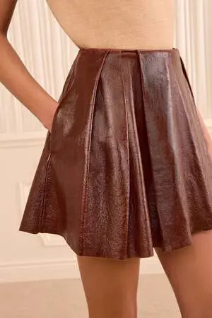 Ulla Johnson Sophie Leather Mini Skirt - Cognac