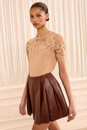 Ulla Johnson Sophie Leather Mini Skirt - Cognac