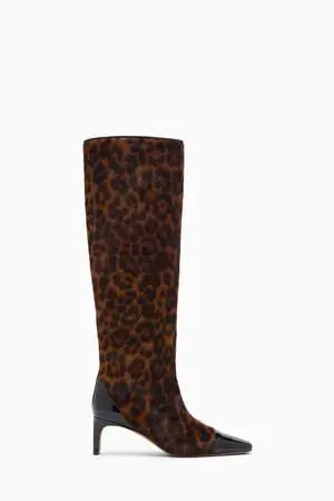 Ulla Johnson Mix Media Mid Heel Boot - Leopard
