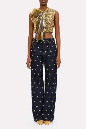 Ulla Johnson Isobel Pleated Metallic Top - Gold