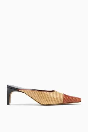 Ulla Johnson Mix Media Mid Heel Mule - Bisque