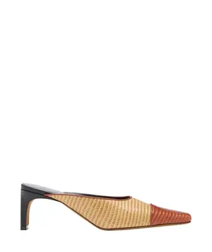 Ulla Johnson Mix Media Mid Heel Mule - Bisque