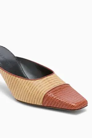 Ulla Johnson Mix Media Mid Heel Mule - Bisque