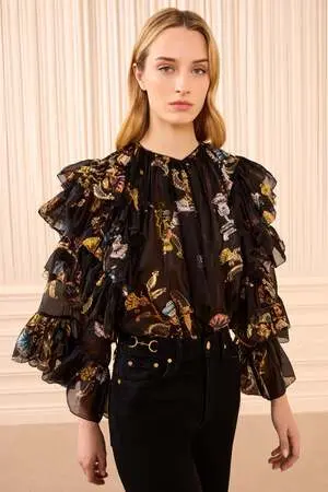 Ulla Johnson Elice Ruffled Silk Blouse - Raven