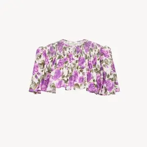 Chloé Gathered Cropped Top - White - Purple