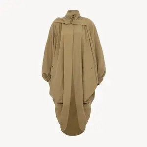 Chloé High-neck Oversized Cape Coat In Poplin - Amber Olive