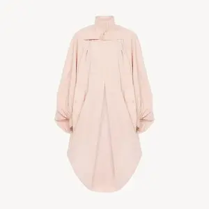 Chloé High-neck Oversized Cape Coat In Poplin - Softy Pink
