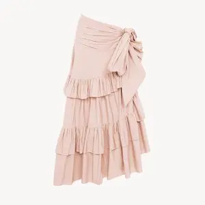 Chloé Long Ruffled Poplin Skirt - Softy Pink