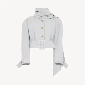 Chloé Cropped Scarf Jacket In A -cotton Mix - Storm Grey