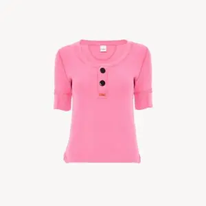 Chloé Short-sleeve Henley Shirt In Jersey - Rosy Cherry