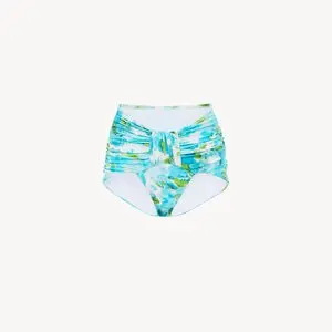 Chloé Flower-print Mid-rise Bikini Bottom - White - Blue