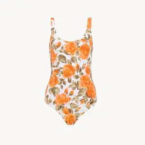 Chloé Rose-print One-piece Swimsuit - White - Orange