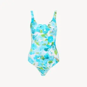 Chloé Flower-print One-piece Swimsuit - White - Blue