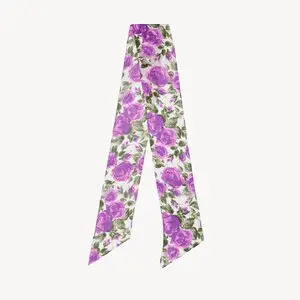 Chloé The Wild Flowers Bandeau Scarf In Georgette Single - White - Purple