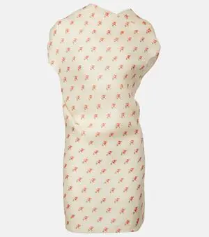 Khaite Floral Draped Silk Minidress - Beige