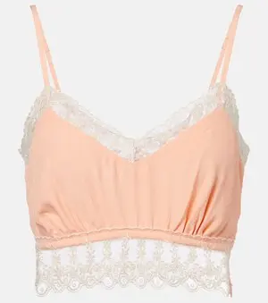 Simone Rocha Lace-trimmed Crêpe De Chine Bra Top - Orange