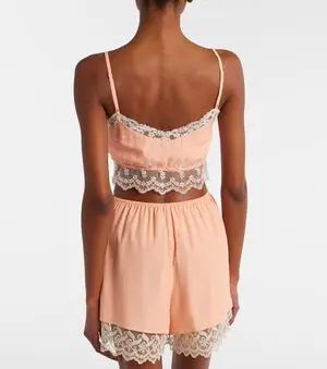 Simone Rocha Lace-trimmed Crêpe De Chine Bra Top - Orange