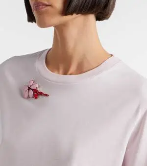 Simone Rocha Embellished Cotton Jersey T-shirt - Pink