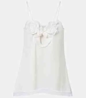 Magda Butrym Floral-appliqué Lace-trimmed Silk Satin Camisole - White