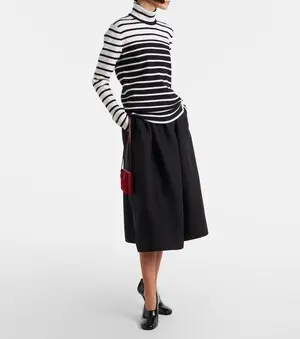 TOTEME Striped Wool-blend Turtleneck Sweater - Black