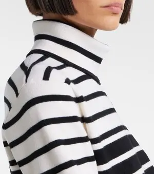 TOTEME Striped Wool-blend Turtleneck Sweater - Black