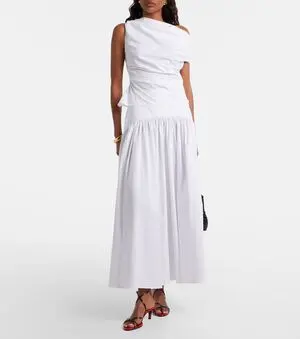 Staud Procida Cotton Poplin Maxi Skirt - White