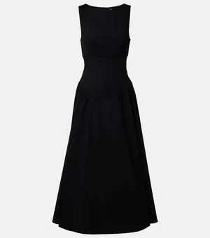 Staud Gwen Cotton Midi Dress - Black