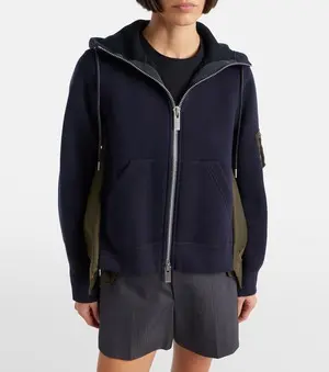 Sacai Paneled Zip-up Hoodie