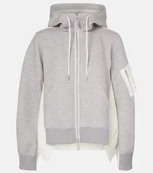Sacai Paneled Zip-up Hoodie - Grey