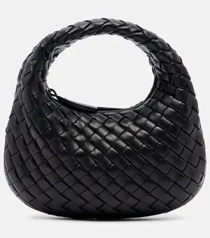 Bottega Veneta Baby Veneta Leather Top Handle Bag - Black