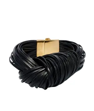 Bottega Veneta Leather Bracelet - Black