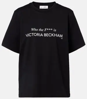 Victoria Beckham Printed Cotton Jersey T-shirt - Black