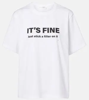 Victoria Beckham Printed Cotton Jersey T-shirt - White