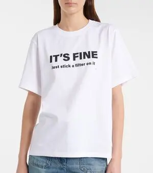 Victoria Beckham Printed Cotton Jersey T-shirt - White
