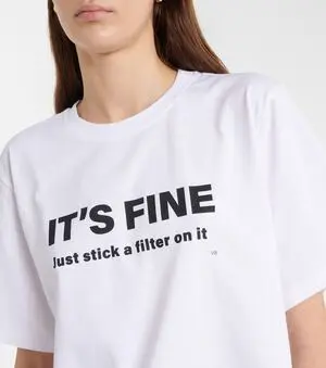 Victoria Beckham Printed Cotton Jersey T-shirt - White