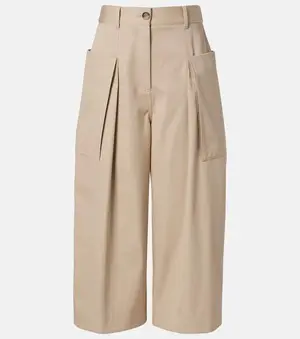 Loewe Cotton And Silk Cropped Pants - Beige