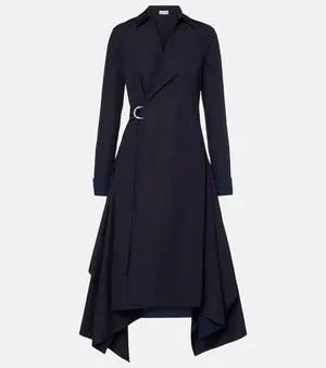 Loewe Draped Cotton Wrap Dress - Blue