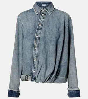 Loewe Draped Belted Denim Shirt - Blue