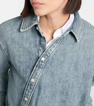 Loewe Draped Belted Denim Shirt - Blue