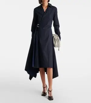 Loewe Draped Cotton Wrap Dress - Blue