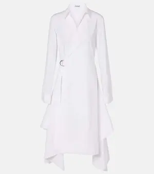 Loewe Draped Cotton Wrap Dress - White