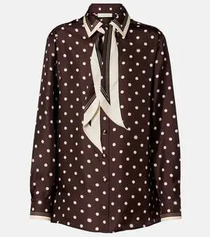 Zimmermann Polka-dot Silk Shirt - Brown