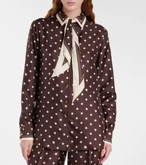 Zimmermann Polka-dot Silk Shirt - Brown