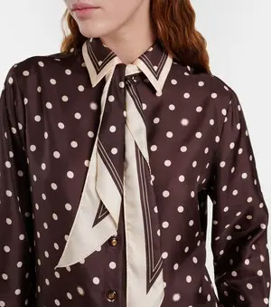 Zimmermann Polka-dot Silk Shirt - Brown