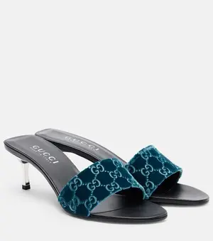 Gucci Gg Velvet Mules - Blue