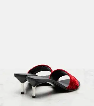 Gucci Gg Velvet Mules - Red