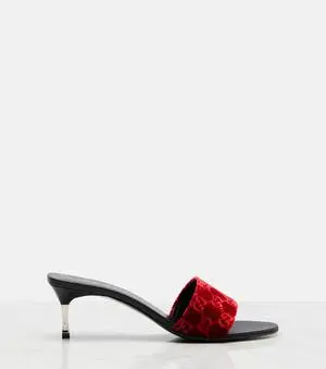 Gucci Gg Velvet Mules - Red