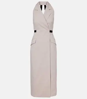 Max Mara Cime Cotton And Wool Canvas Midi Dress - Beige