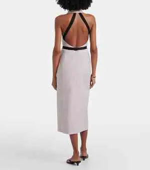 Max Mara Cime Cotton And Wool Canvas Midi Dress - Beige