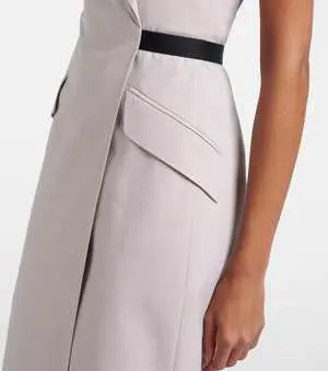 Max Mara Cime Cotton And Wool Canvas Midi Dress - Beige